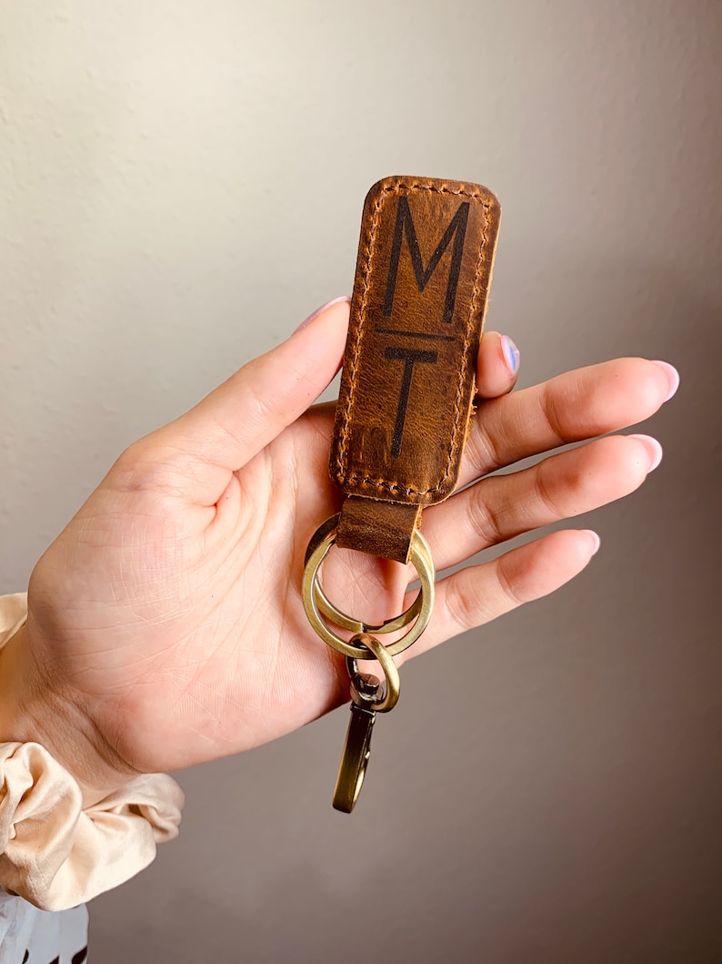 Personalized Leather Keychain Custom Leather Keychain Etsy
