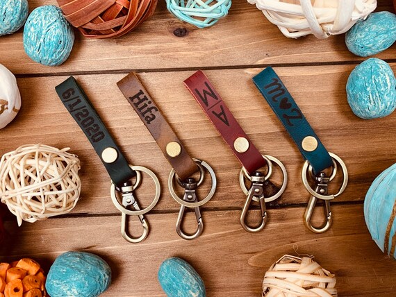 Personalized Leather Keychain Customized KeychainCustom | Etsy