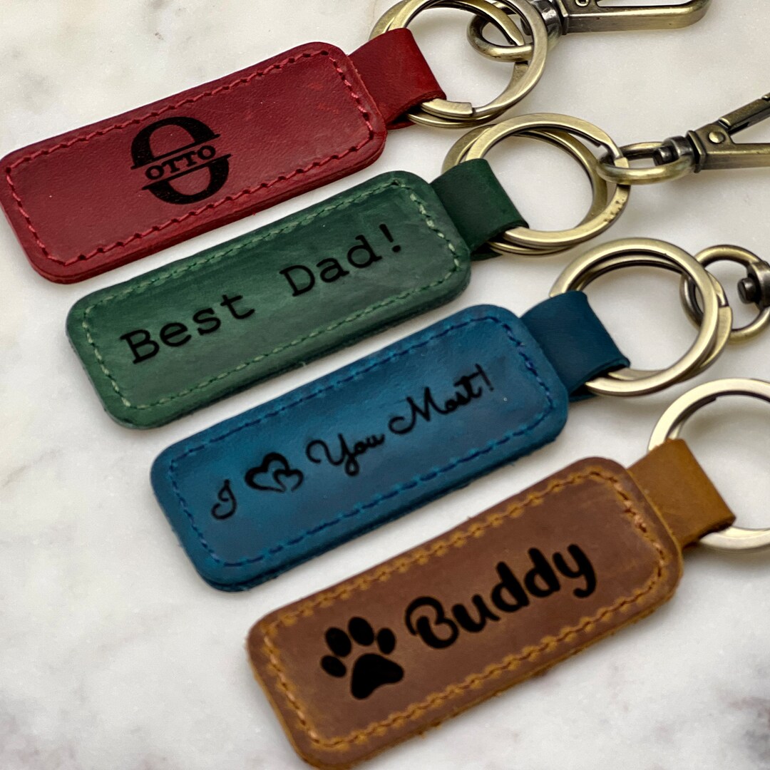Personalized Keychain, Customized Keychain, Leather Keychain, Gift for ...