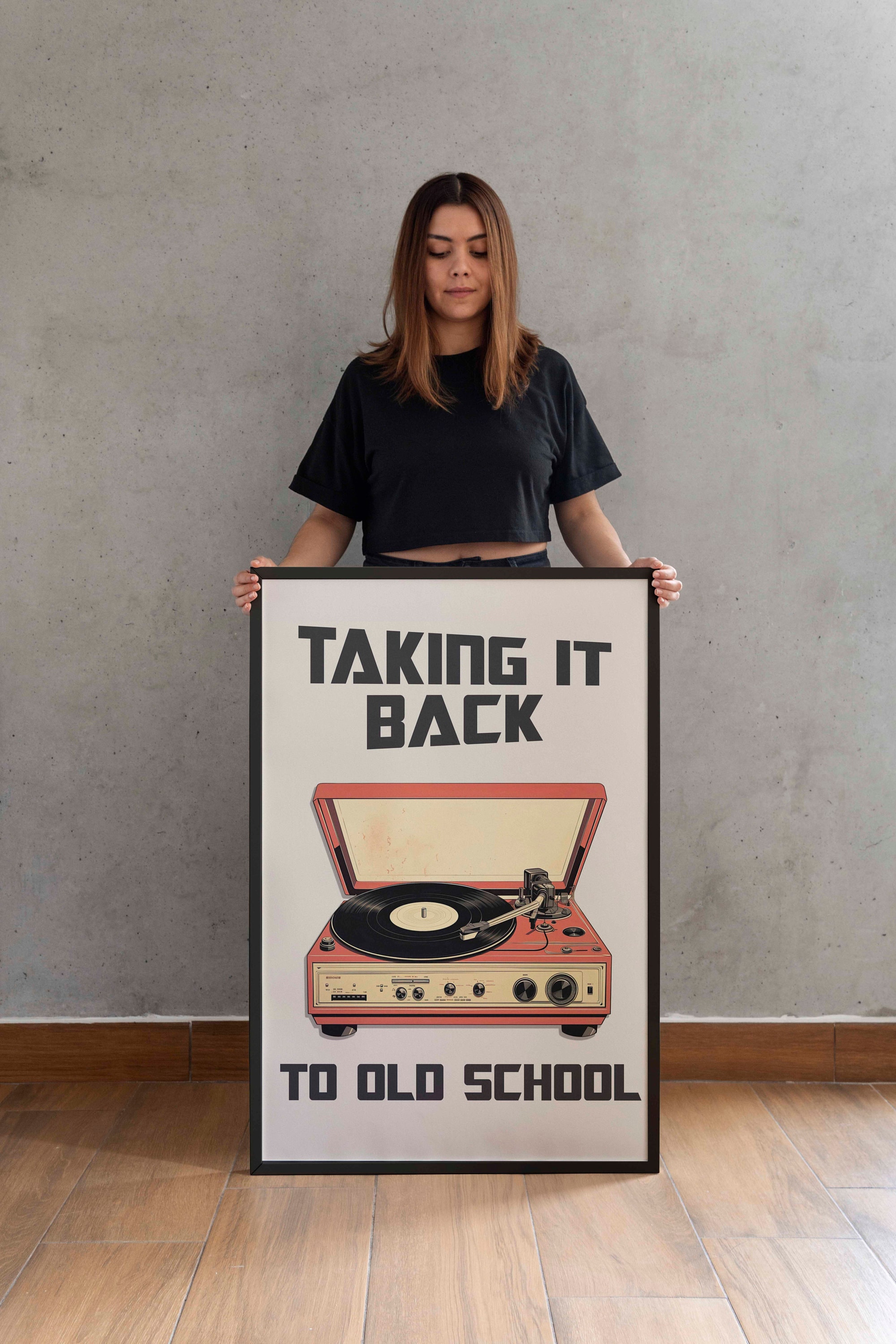 Vintage Vinyl Record Player Wall Art – Retro Turntable Poster for Music ...
