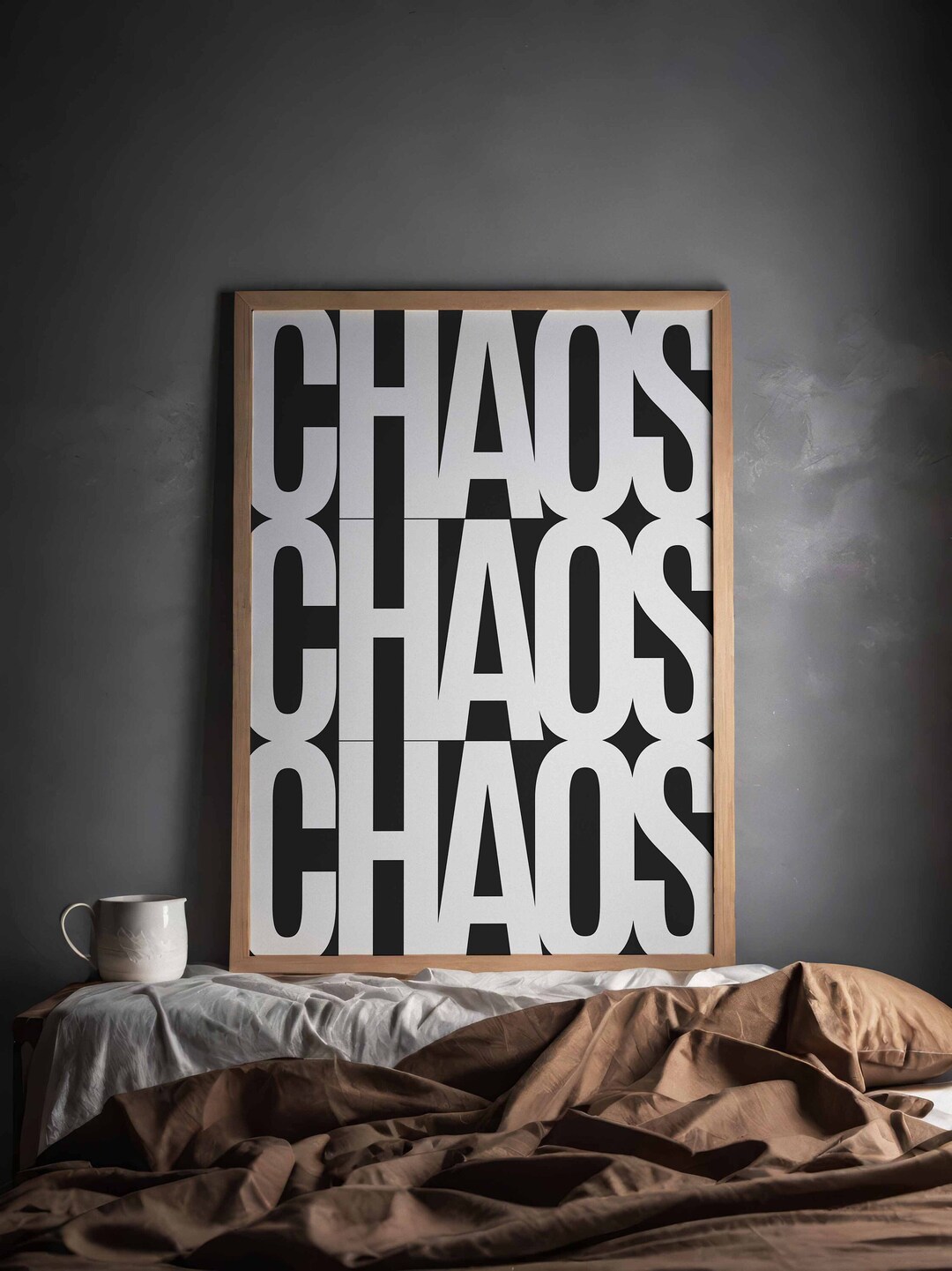 CHAOS Typography Print: Retro Black and White Bold Wall Art - Etsy