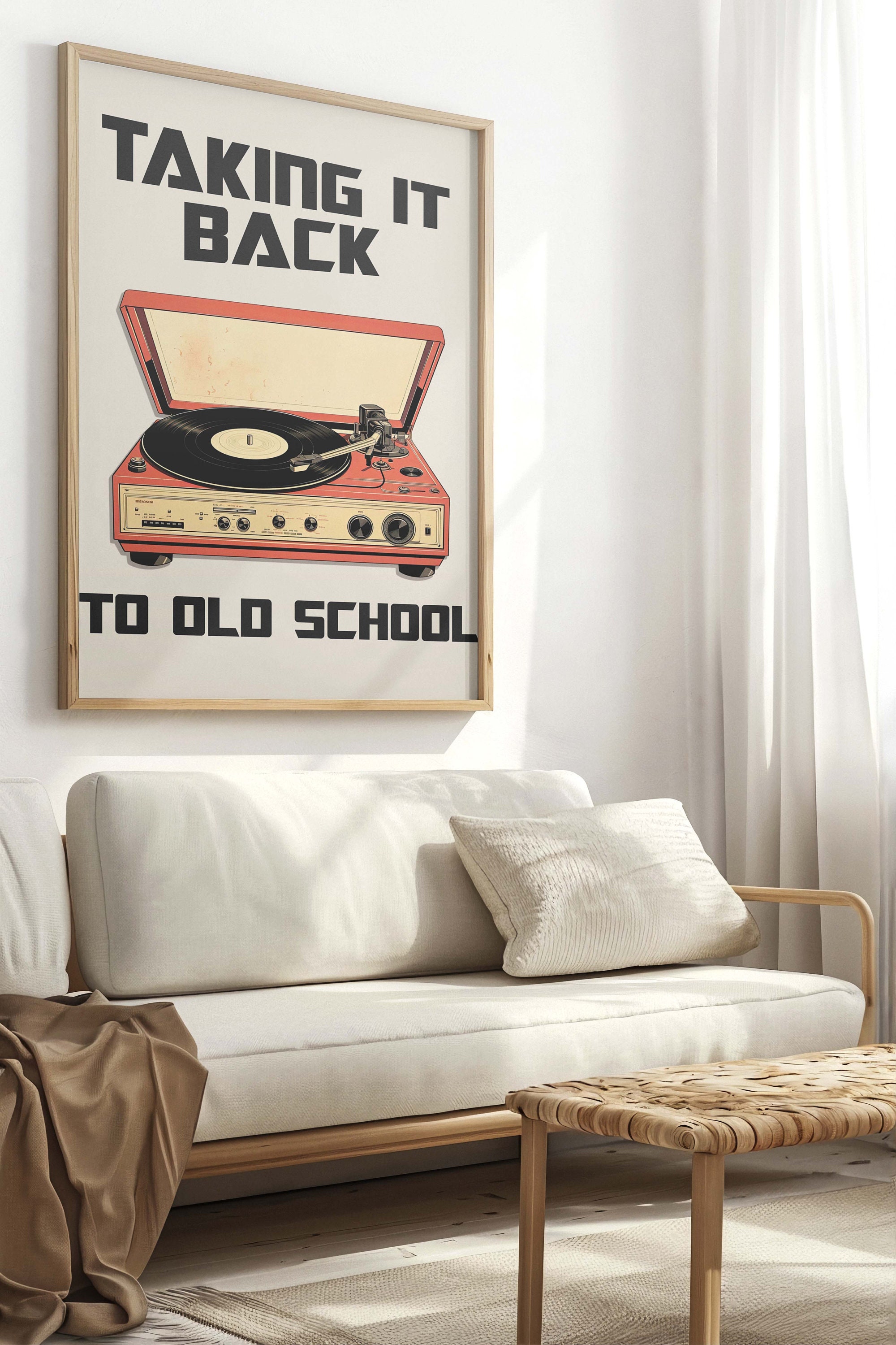 Vintage Vinyl Record Player Wall Art – Retro Turntable Poster for Music ...