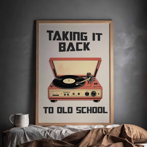 Vintage Vinyl Record Player Wall Art – Retro Turntable Poster for Music ...