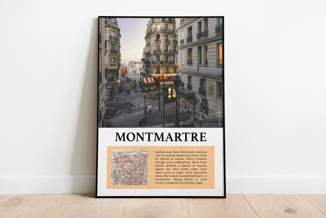 Paris Montmarte Poster, Minimalist Wall Art, Mid Century Modern Print ...