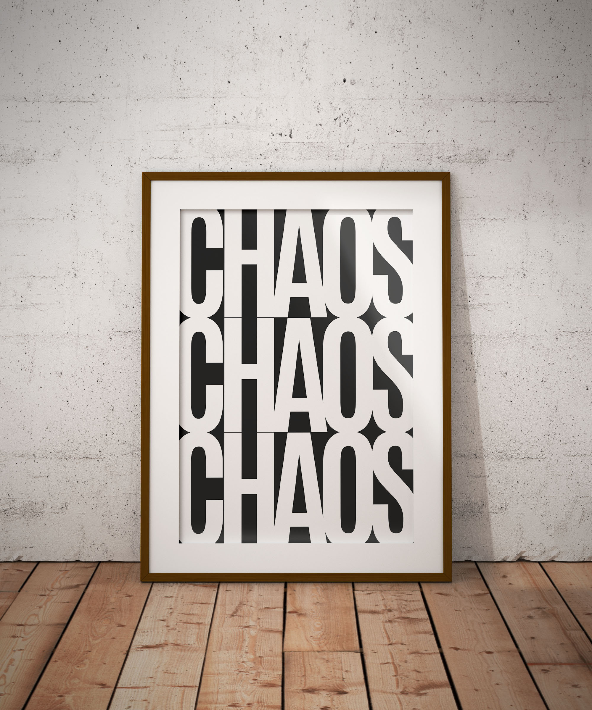 CHAOS Typography Print: Retro Black and White Bold Wall Art - Etsy