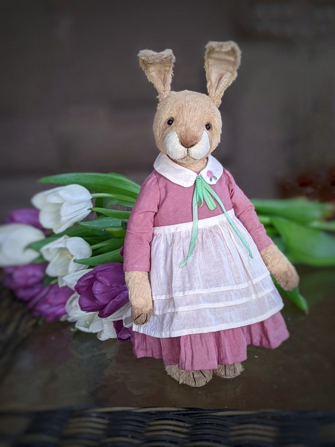 OOAK Teddy Rabbit 9. Collectible Teddy Toy. Handmade Staffed Toy. Soft ...