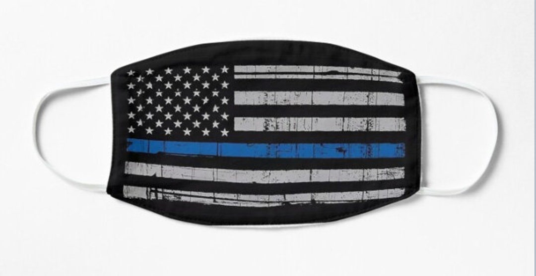 Thin Blue Line Flag Face Mask - Etsy