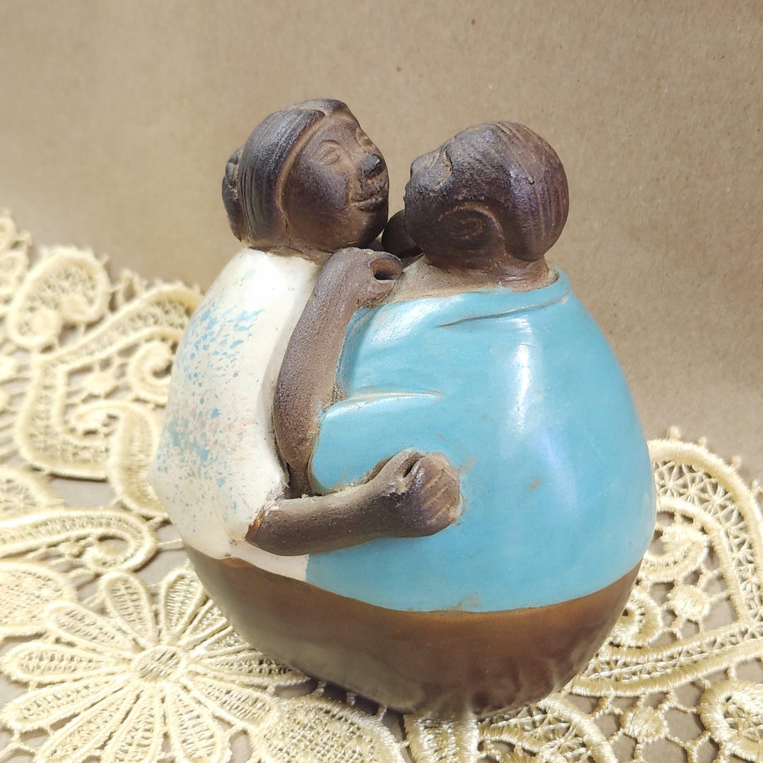 Vintage Chulucanas Pottery Peruvian Folk Art "the Lovers" Kissing Belly ...