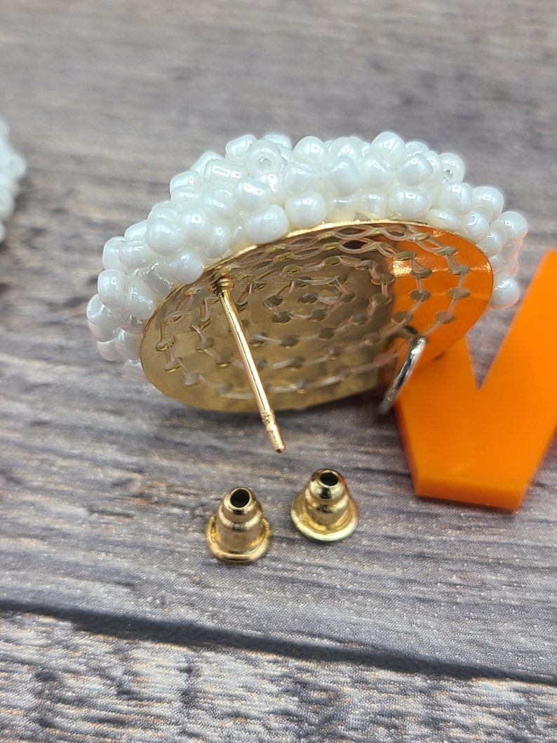 30mm 2pc Seed Beaded Stud Earring Post Connector, Earring Making ...