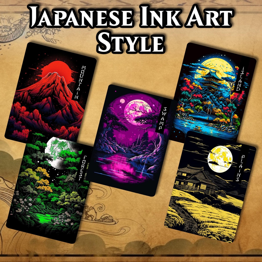 Set of Basic Lands Color Ink Style Commander Friendly Proxy - Etsy