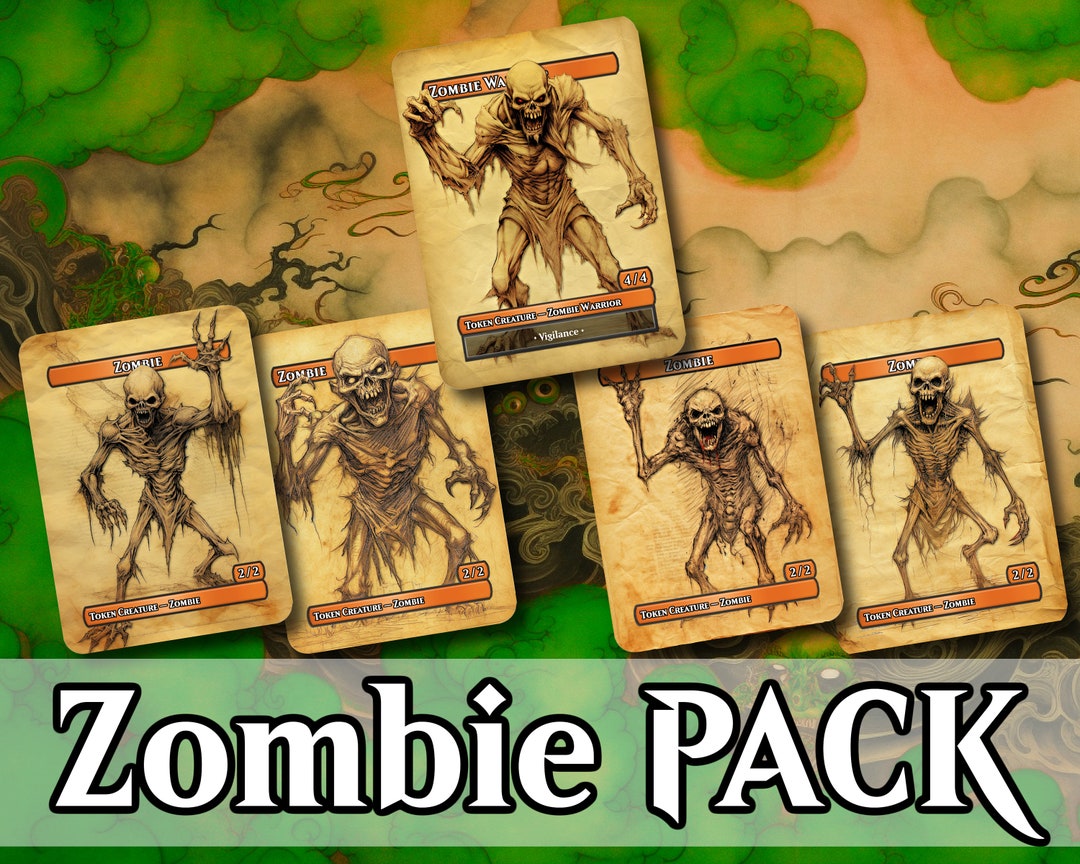 Pack of Full Art Black Zombie Tokens Parchment Sketch Style - Etsy