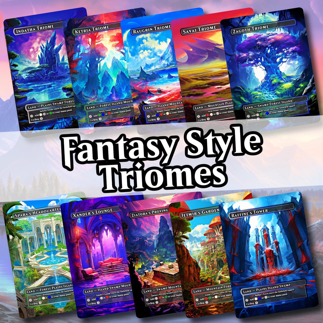 10X Triomes Lands Full Art Set Detailed Fantasy Style Commander ...