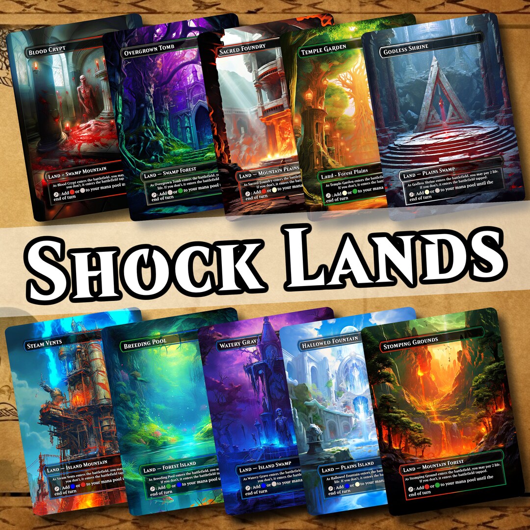 Shock Lands Full Fantasy Art X10 Fantasy Style Commander Friendly MTG ...