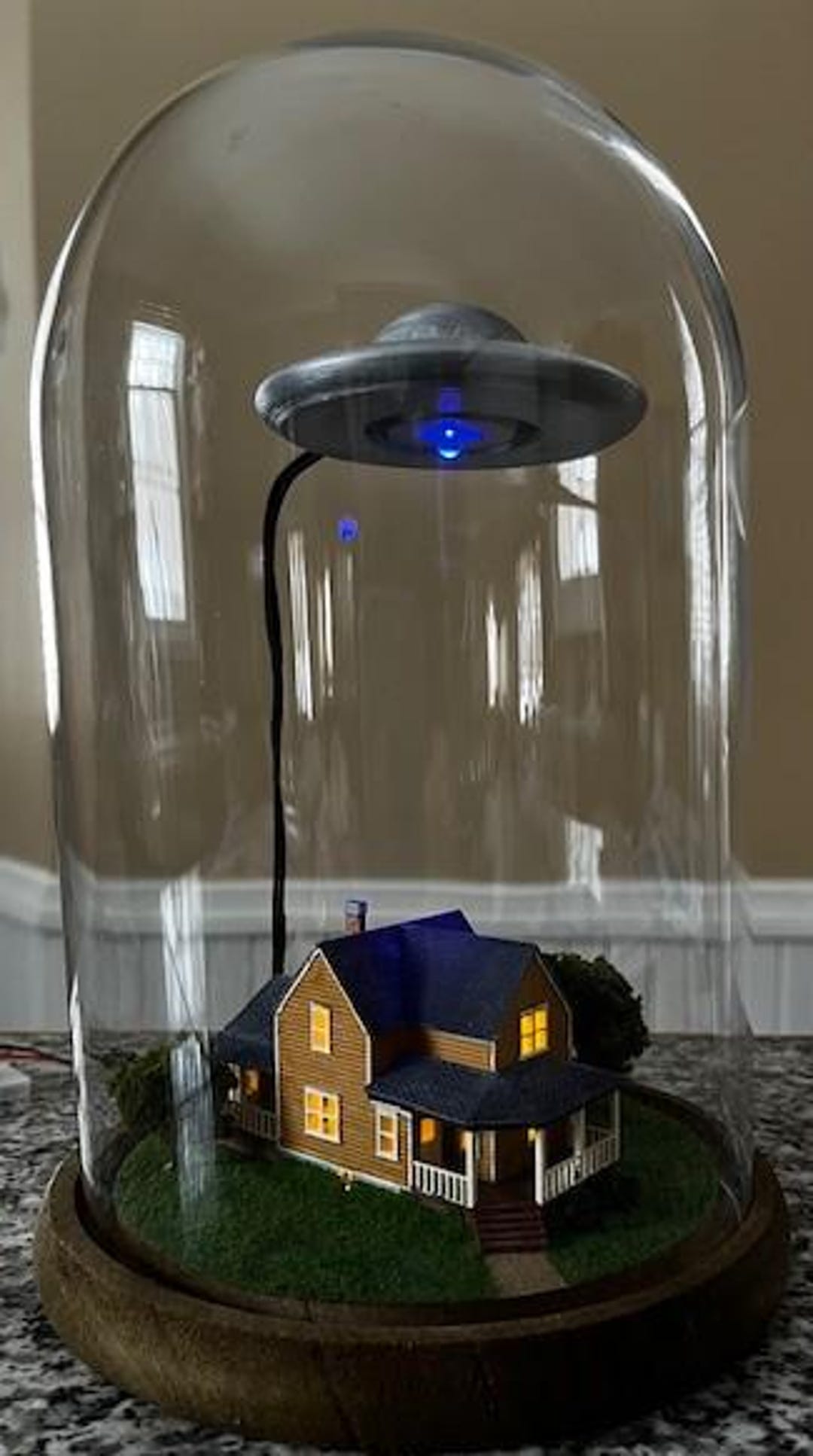 UFO Diorama in Display Case With Lighting Cloche N Scale - Etsy