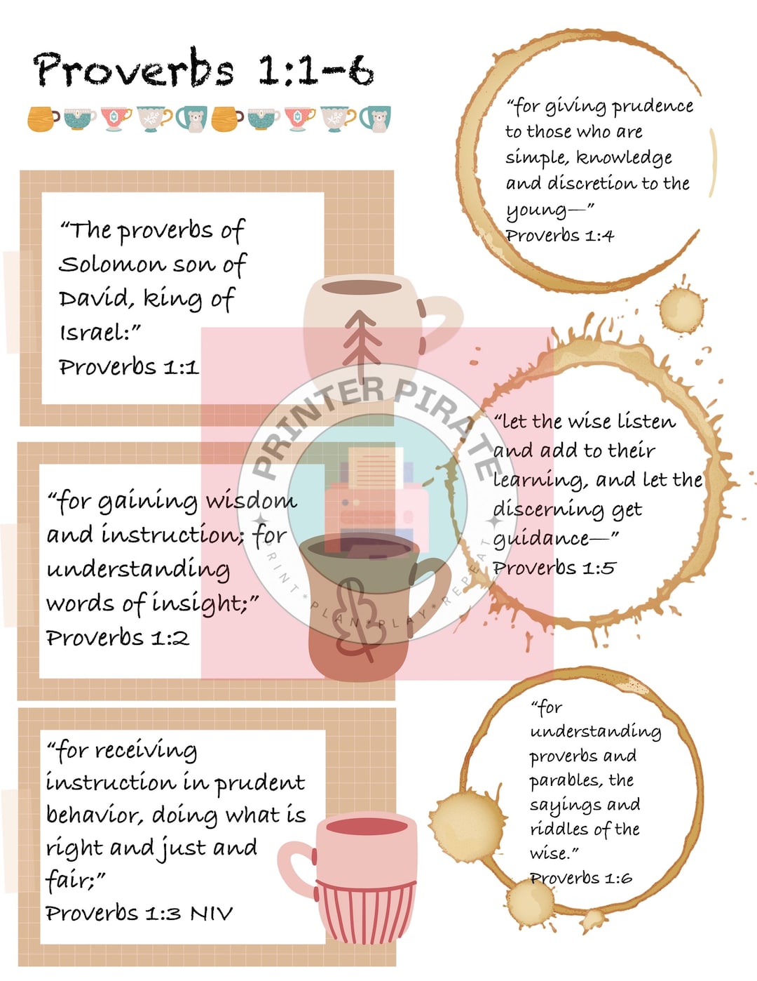 Proverbs 1:1-19 Printable Memory Sheets Fall Edition - Etsy