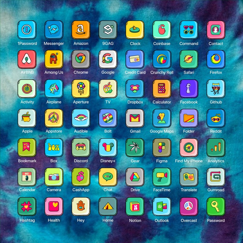 Hippie Retro Hi-res Icon Pack - (ios18/17/16/15/14) - Etsy