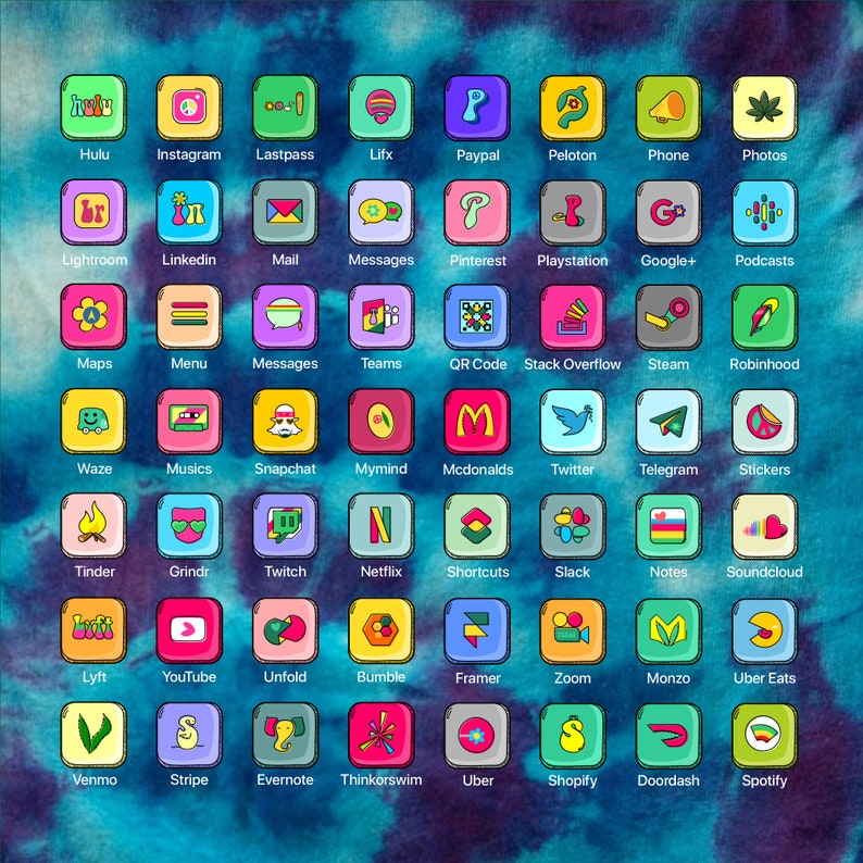 Hippie Retro Hi-res Icon Pack - (ios18/17/16/15/14) - Etsy