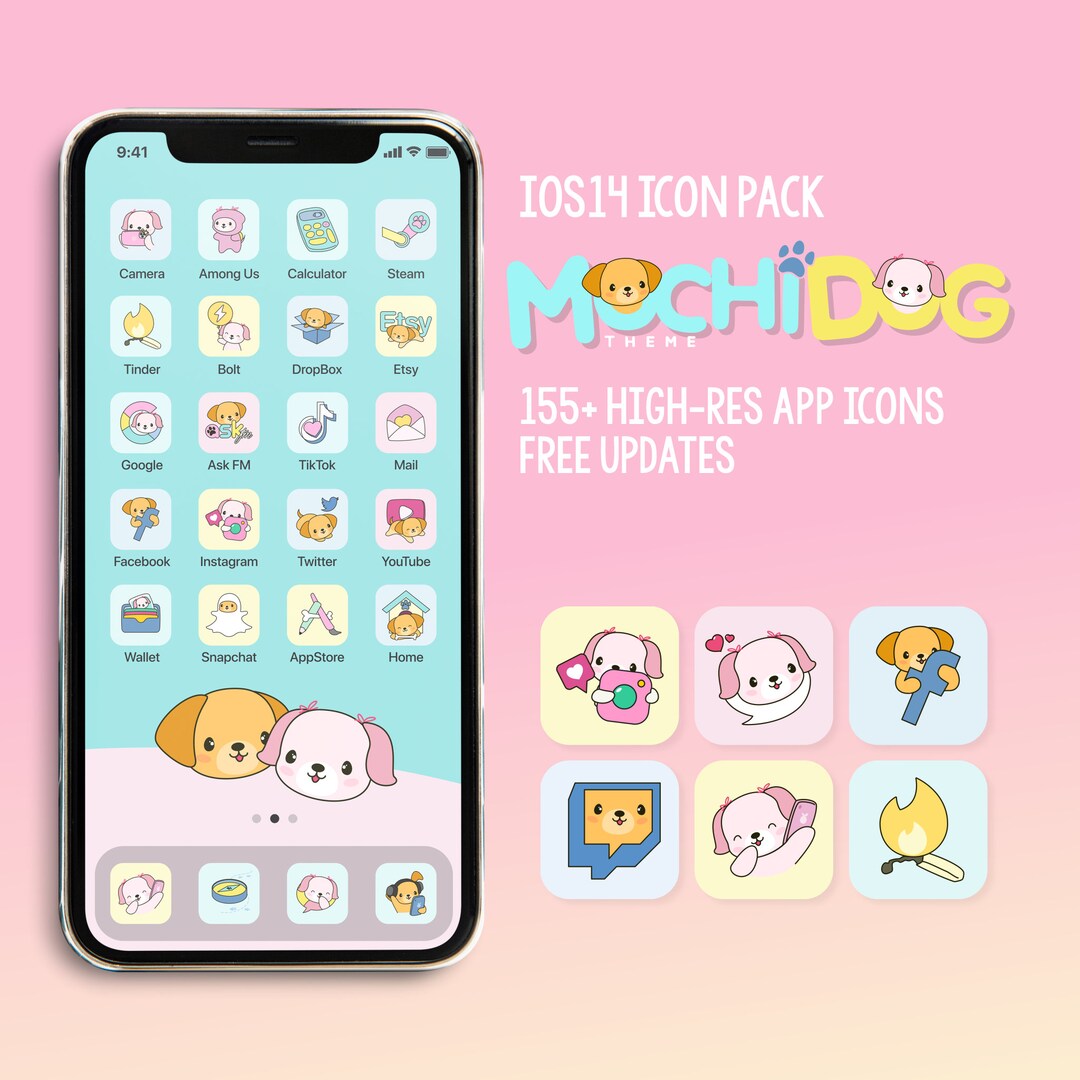 Cute Dogs Aesthetics Icons (mochi Dog) - (ios18/17/16/15/14) - Etsy