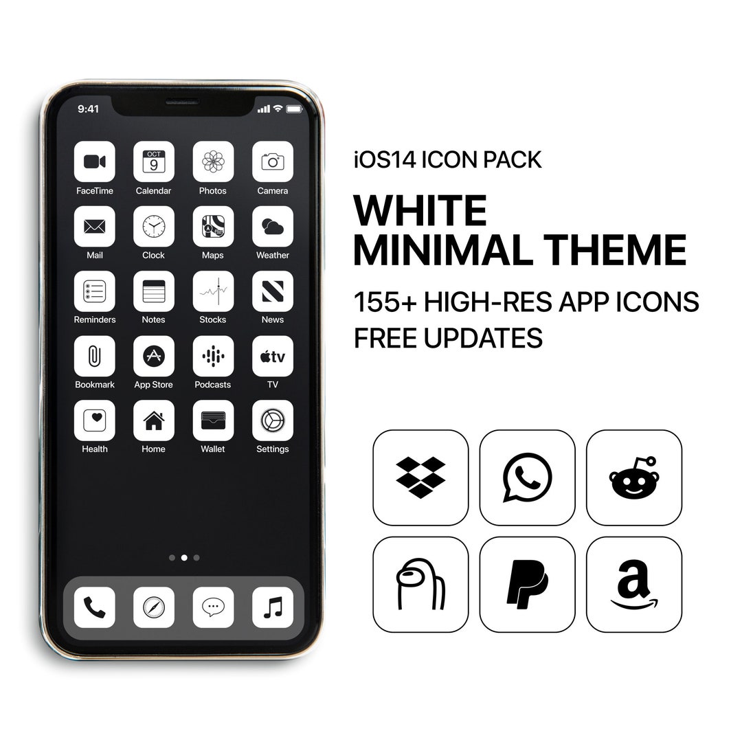 Minimal Icon Pack (white) - Ios18/17/16/15/14 - Etsy