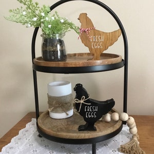 Mini Wood Chicken Tiered Tray - Etsy