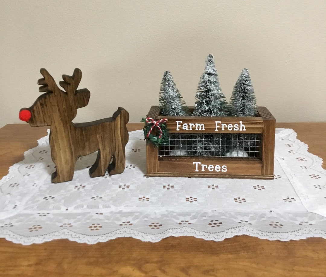 Mini Rustic Wood Crate With Trees - Etsy