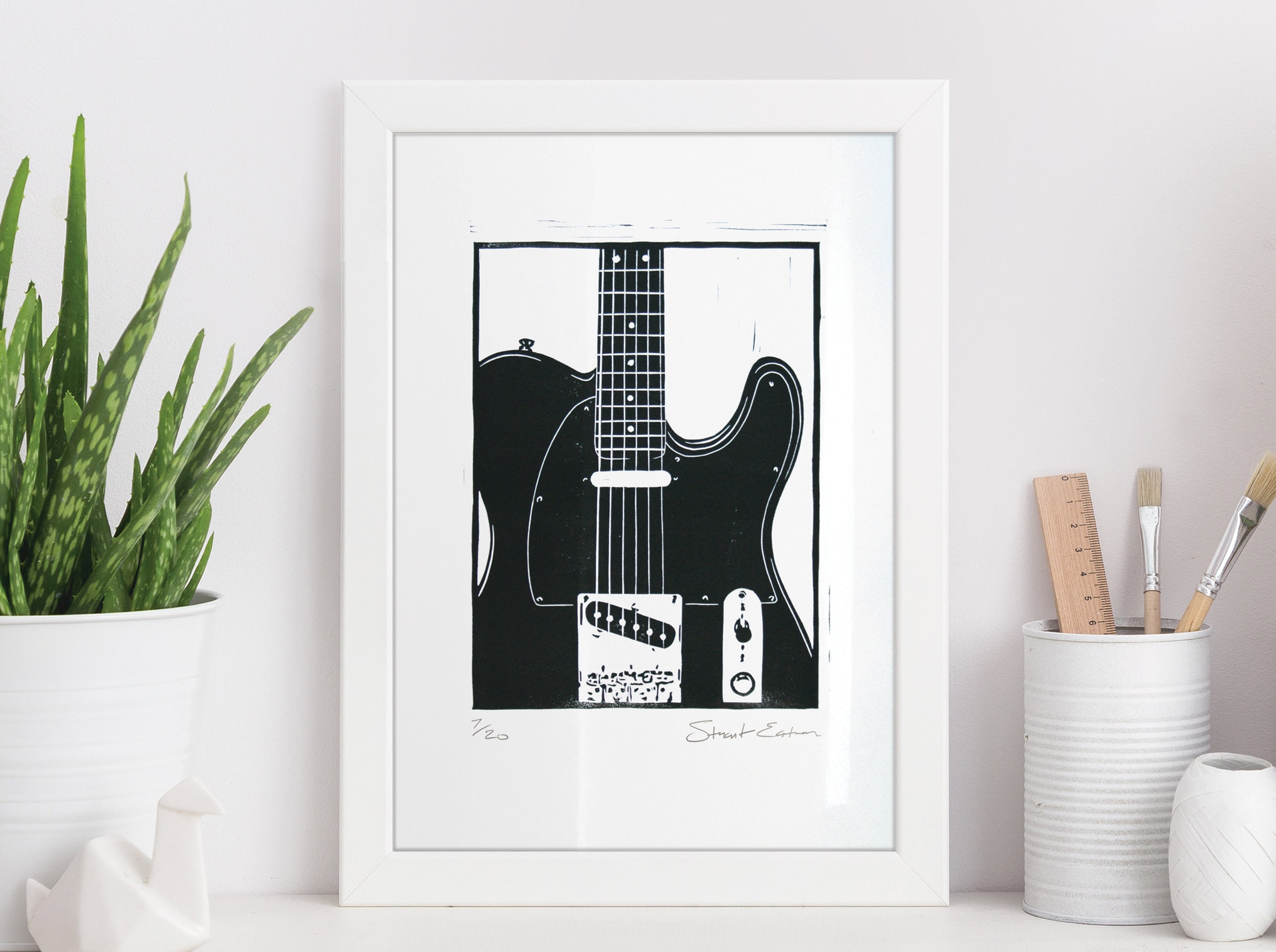 Fender Telecaster Hand Carved Linocut Print A4 - Etsy