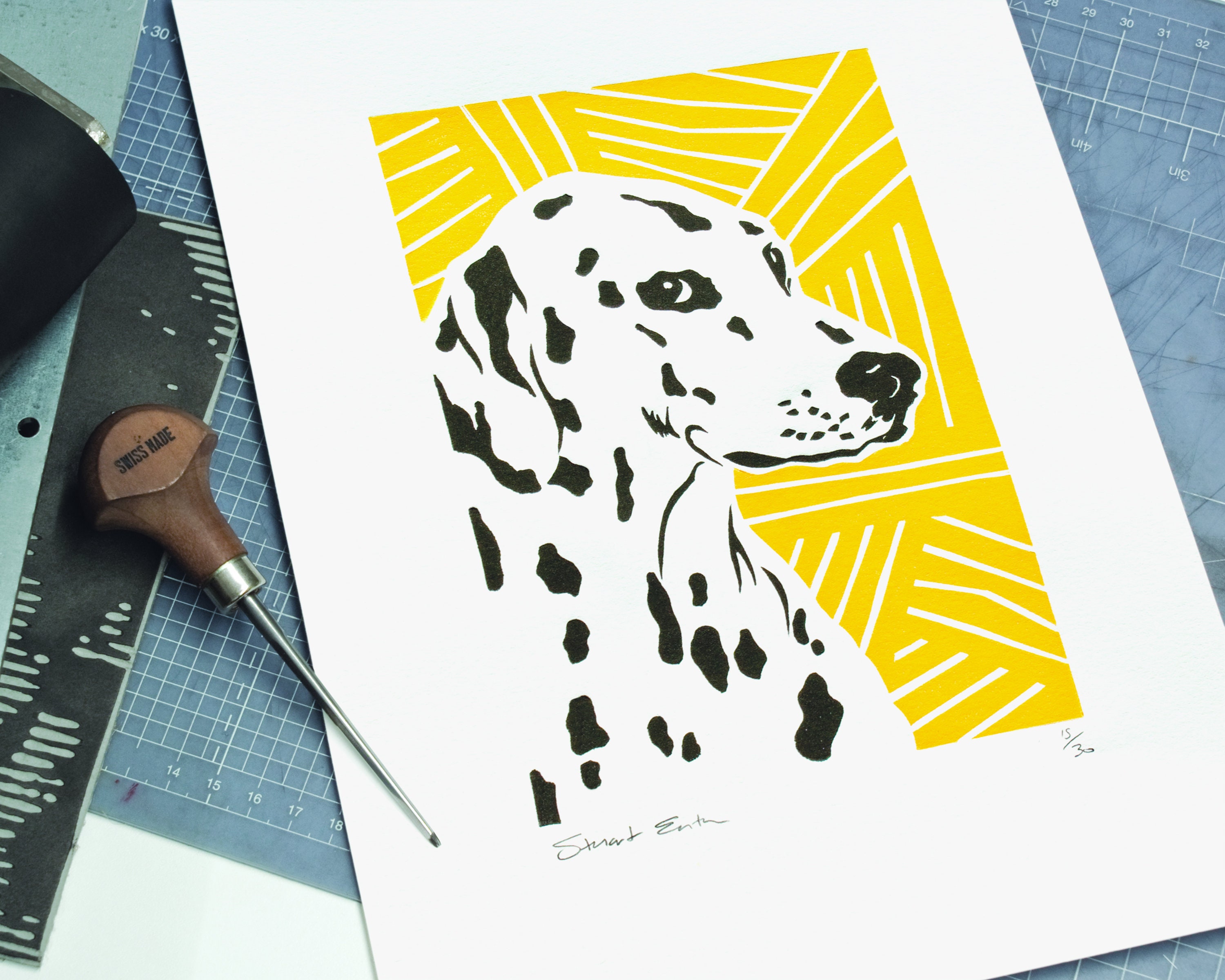 Dalmation Linocut Print, A4 - Etsy