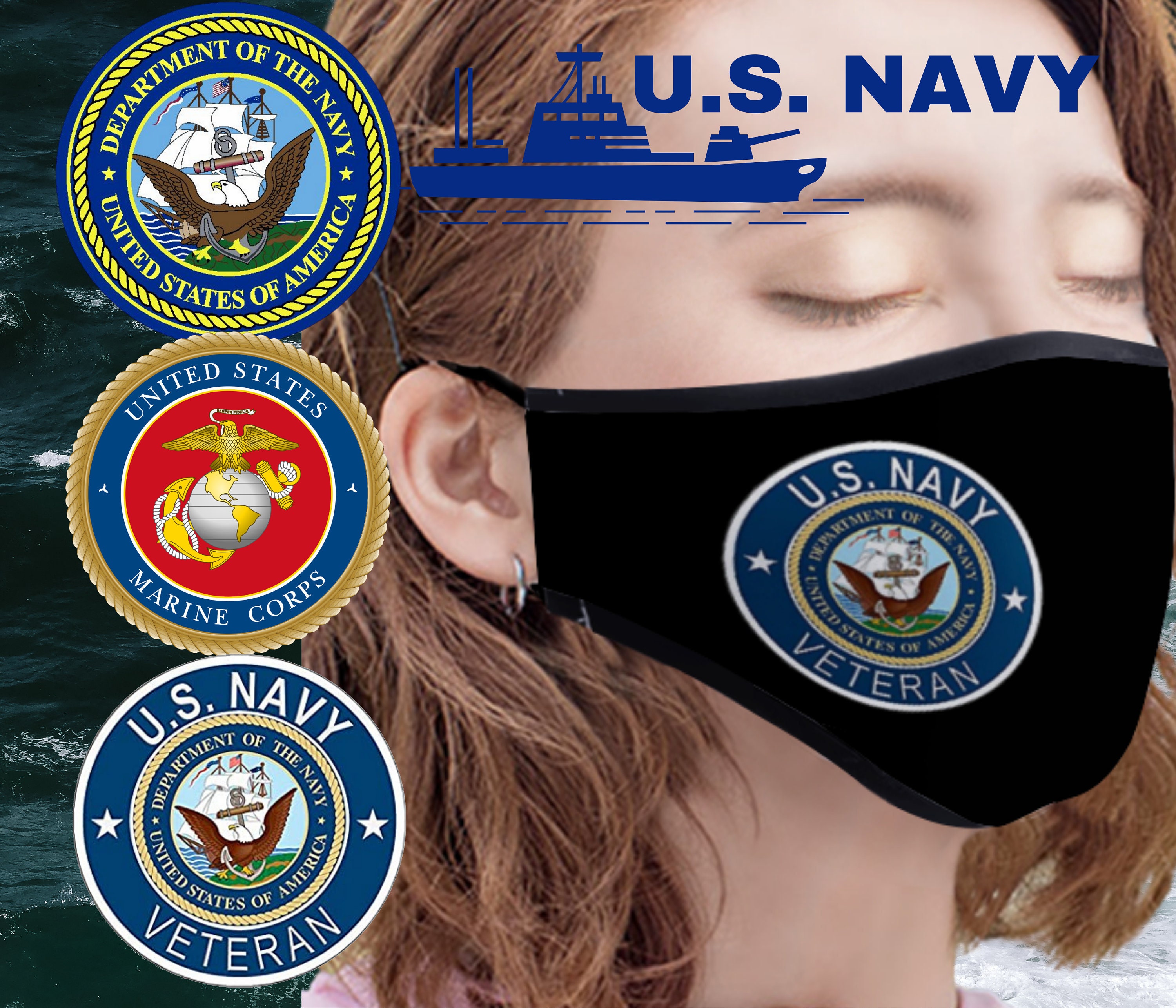 Navy Face Mask Veteran Face Mask Military Face Mask | Etsy