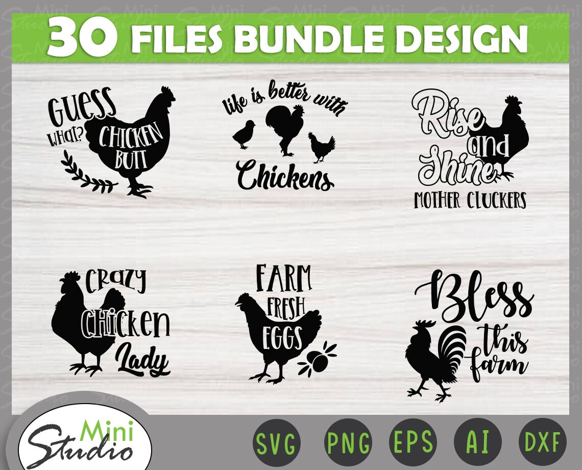 Chicken svg bundle hand drawn hen svg rooster svg | Etsy