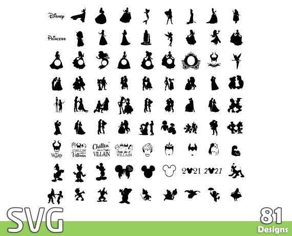 Disney SVG Bundle 81 PNG JPG and Dxf Instant Digital | Etsy
