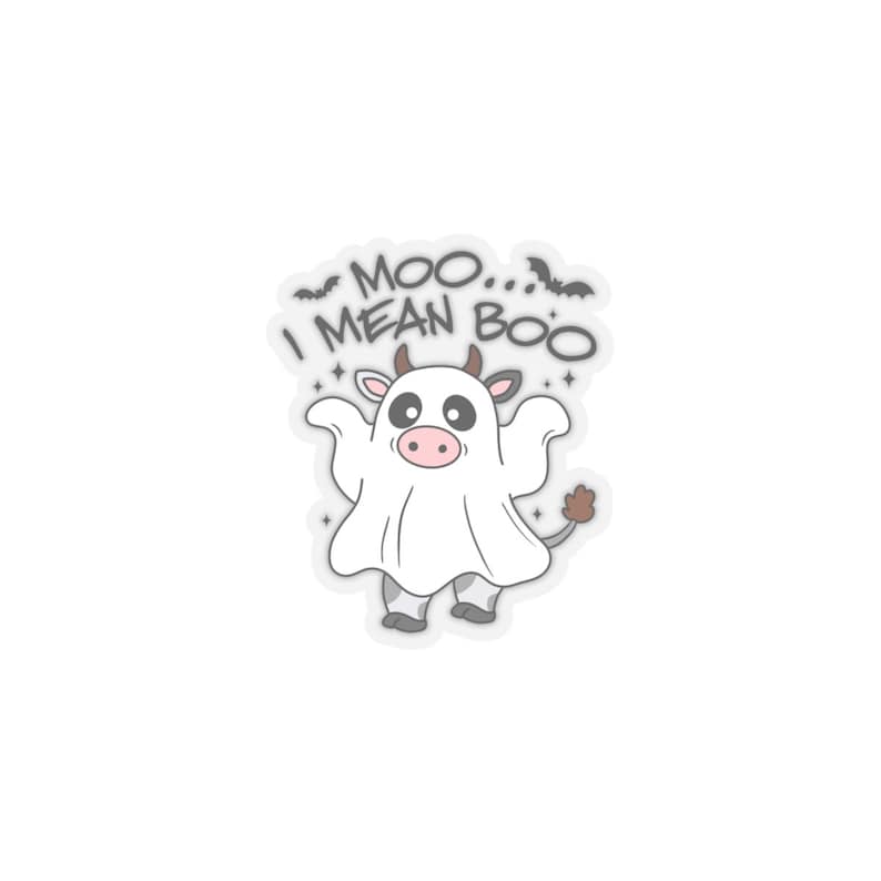 Moo I Mean Boo Sticker, Ghost Sticker, Funny Quote Stickers, Laptop ...