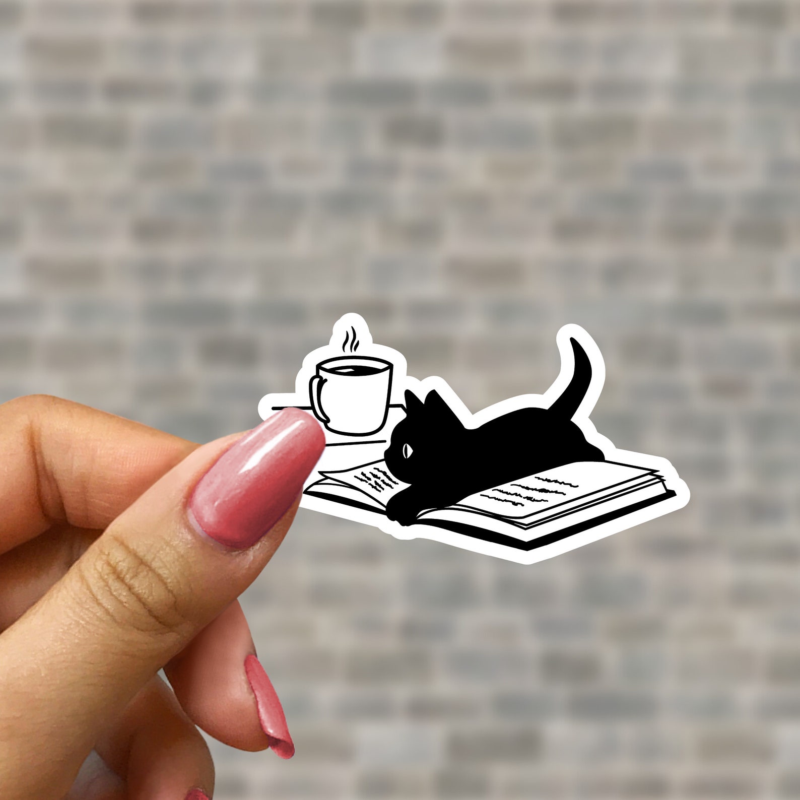 Cat Laying on Book Sticker, Bookish Sticker, Book Lover Gift, Bookish ...