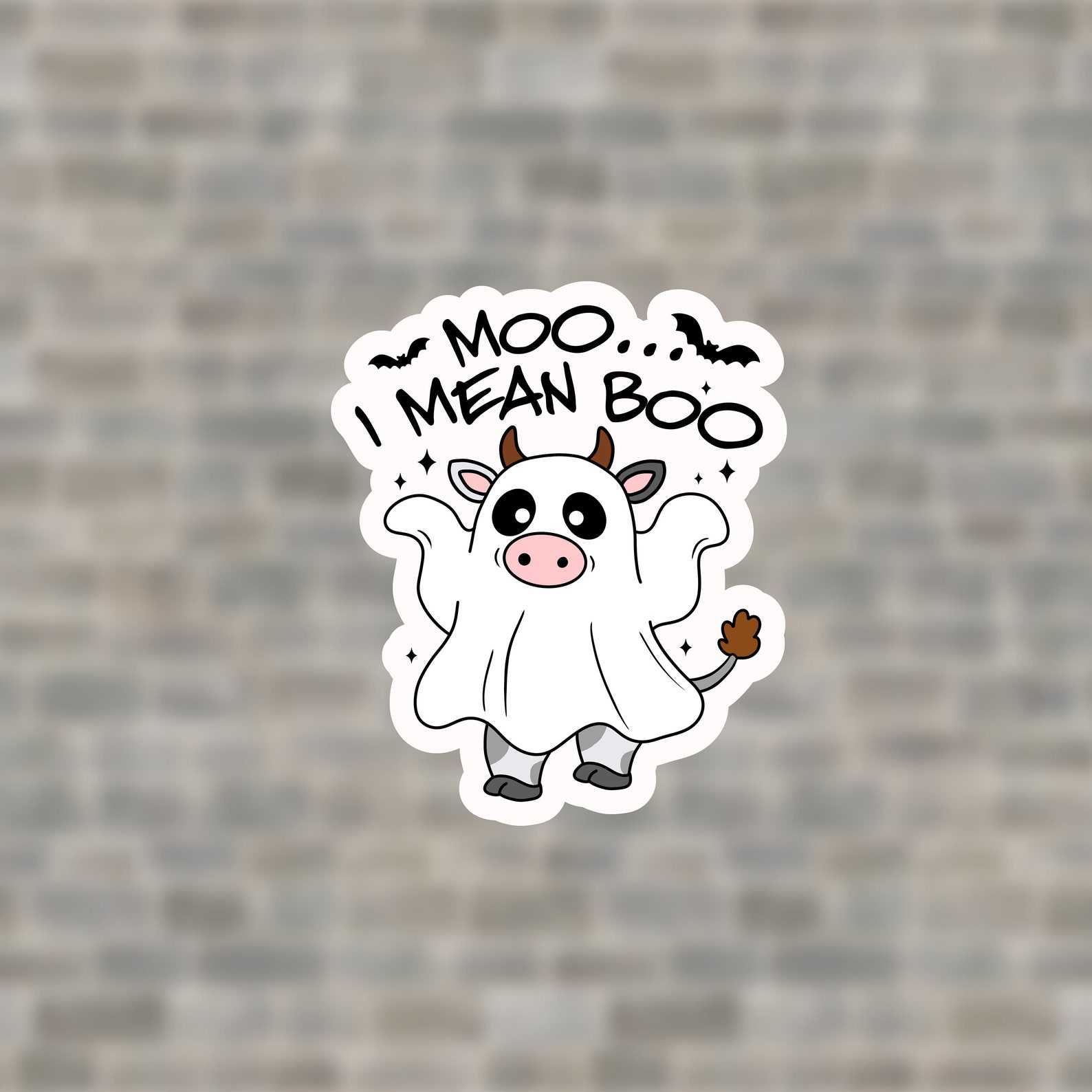 Moo I Mean Boo Sticker, Ghost Sticker, Funny Quote Stickers, Laptop ...