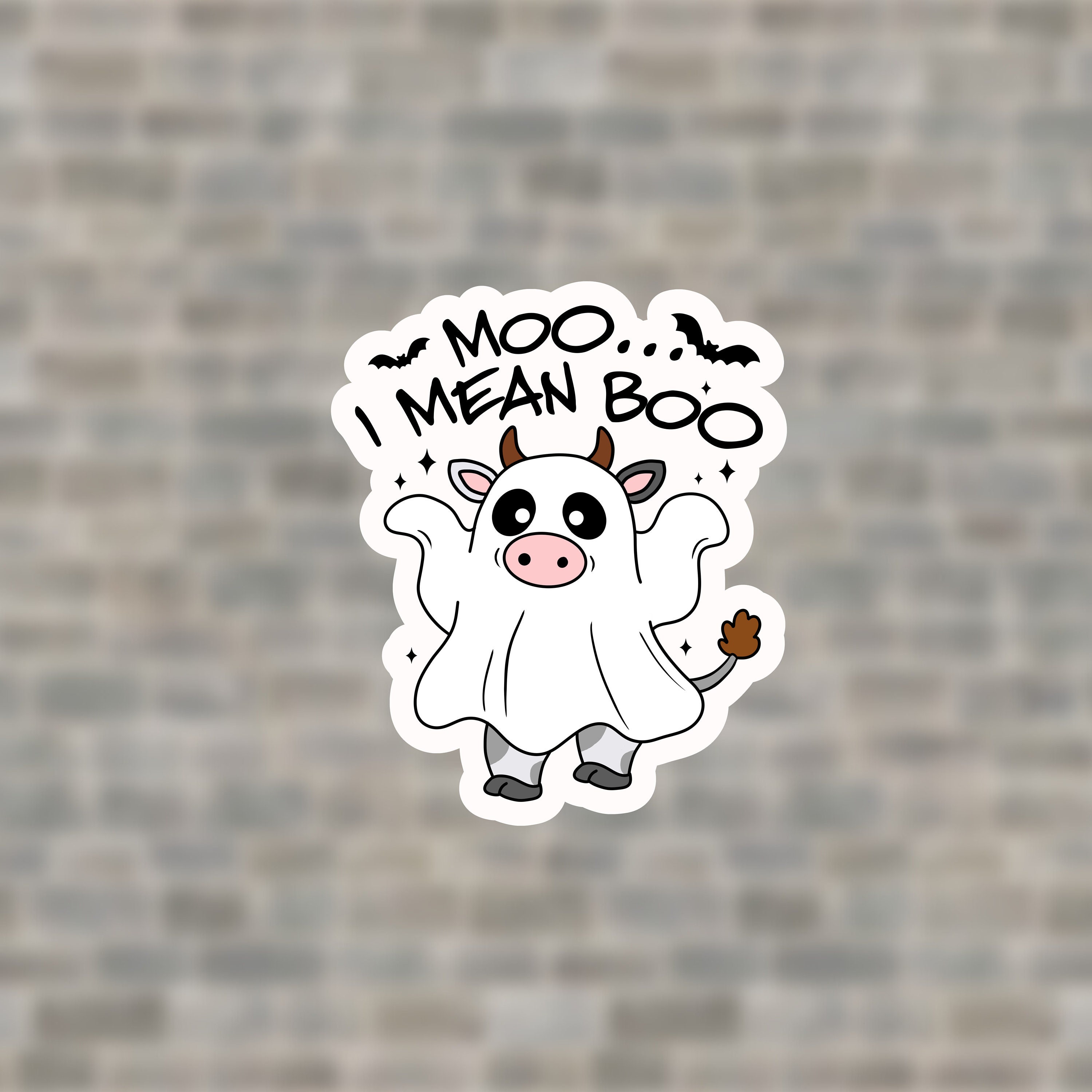 Moo I Mean Boo Sticker, Ghost Sticker, Funny Quote Stickers, Laptop ...