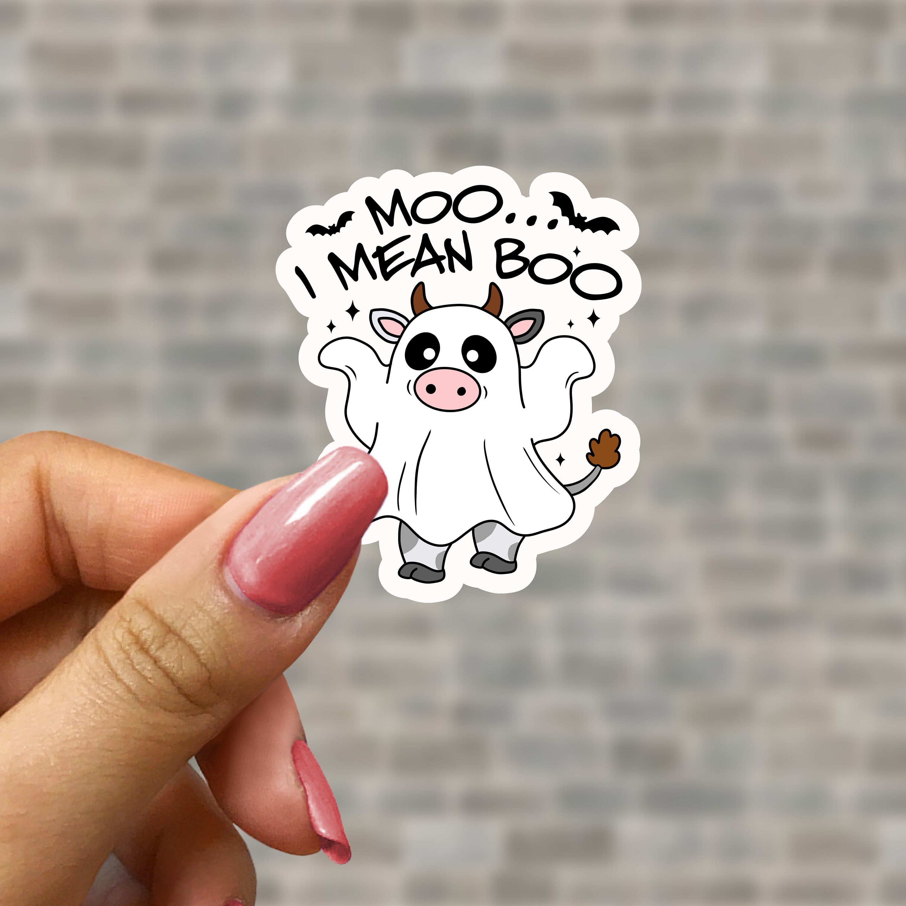 Moo I Mean Boo Sticker, Ghost Sticker, Funny Quote Stickers, Laptop ...