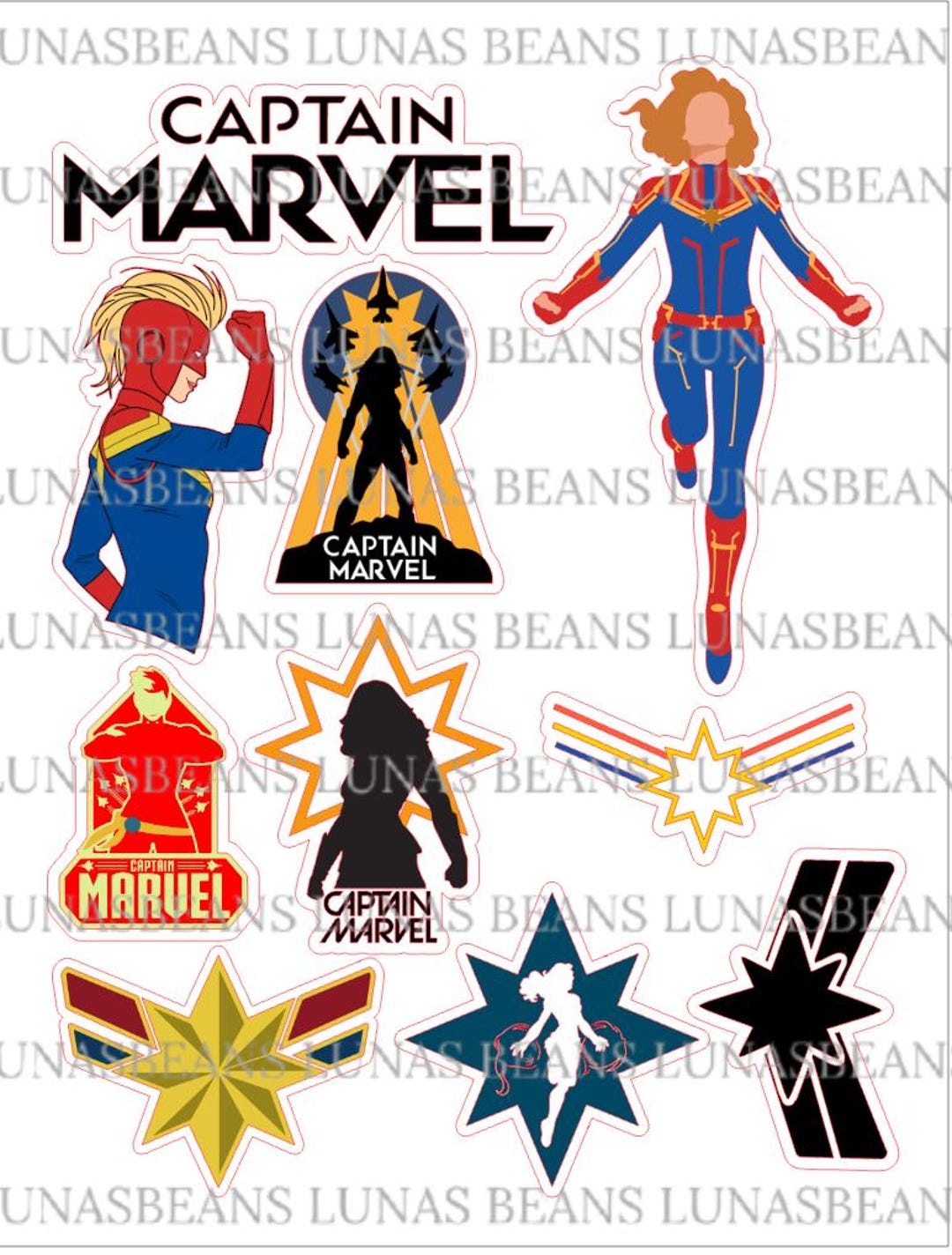 Marvel Captain Marvel Vinyl Stickers - Etsy