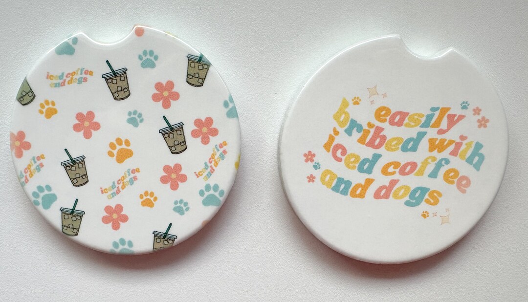 Coffee and Dogs Car Coaster, Dog Mom Gift Ideas, Car Coaster , Dog Mom ...