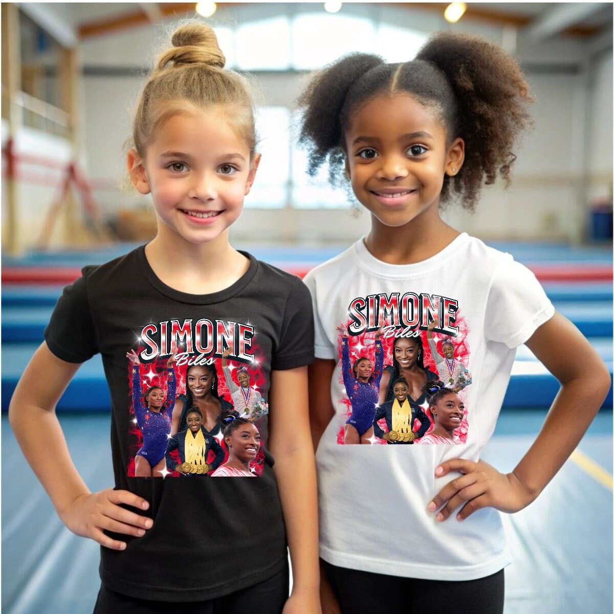 SIMONE BILES Bootleg Style Childrens T-shirt American Gymnastics ...