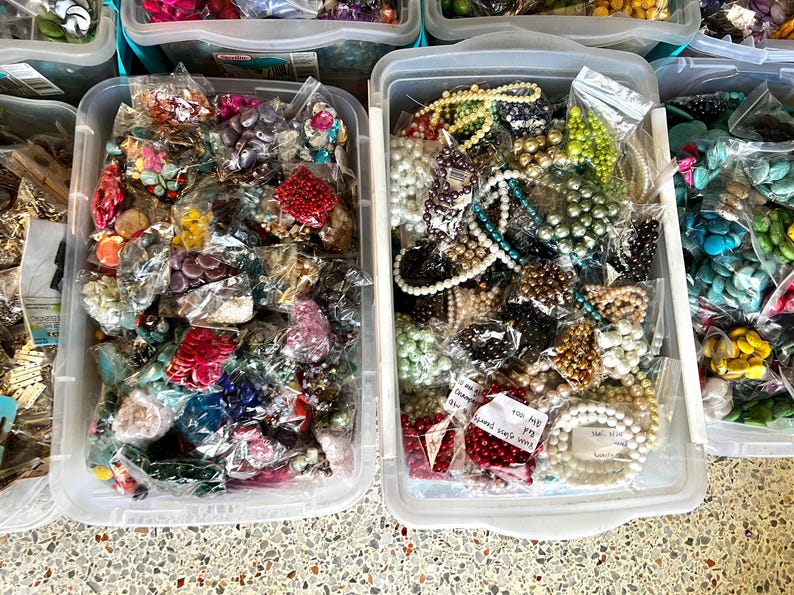 Liquidation Destash Sale mixed Bead Lot 5 Lbs of Beads, Gemstone, Glass, Acrylic, Wood, Crystal ...