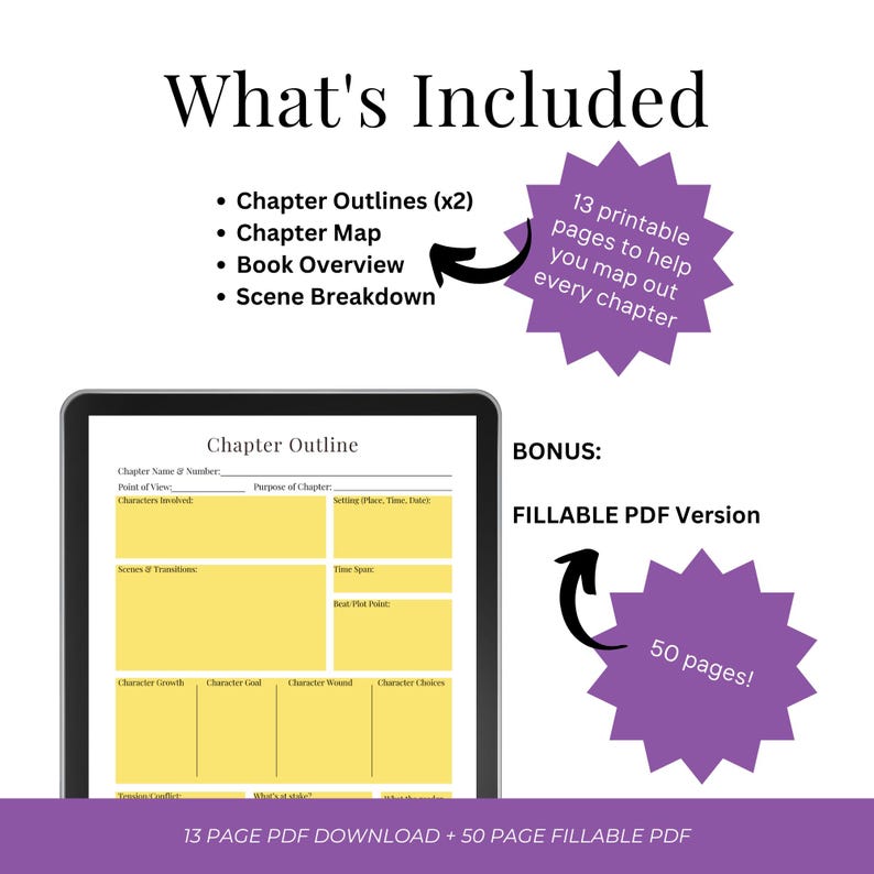 Chapter Outline Template, Writing Worksheet, Novel Outline, Scene ...