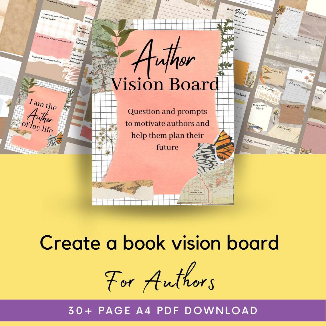 Printable Author Vision Board PDF Get Focused and Motivated - Etsy