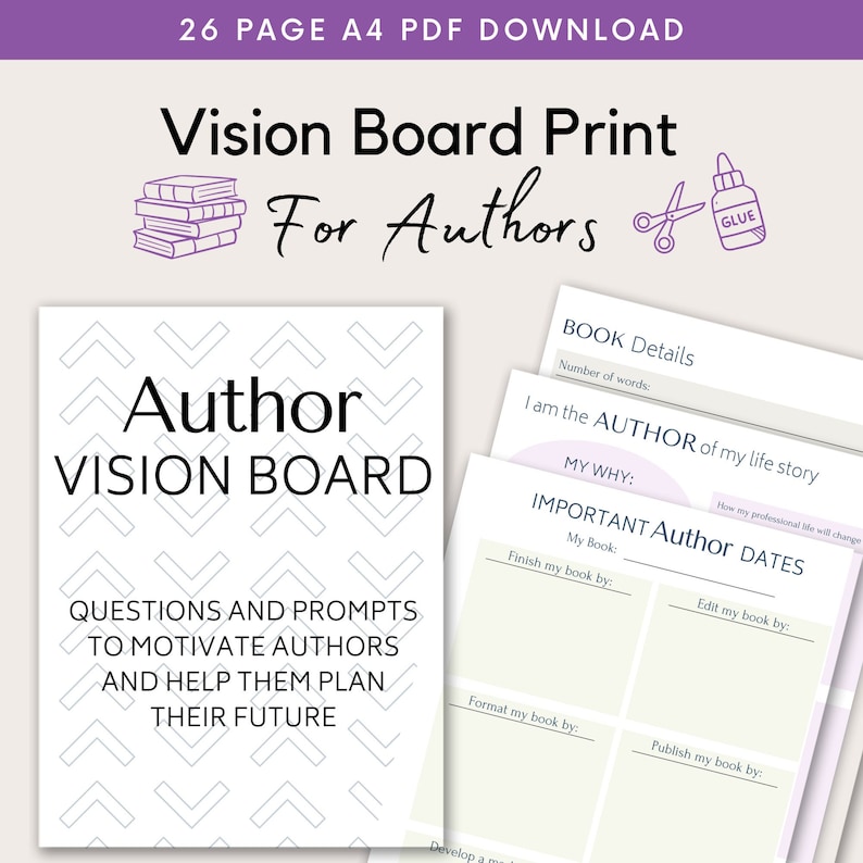 Printable Author Vision Board PDF Get Focused and Motivated to Write ...