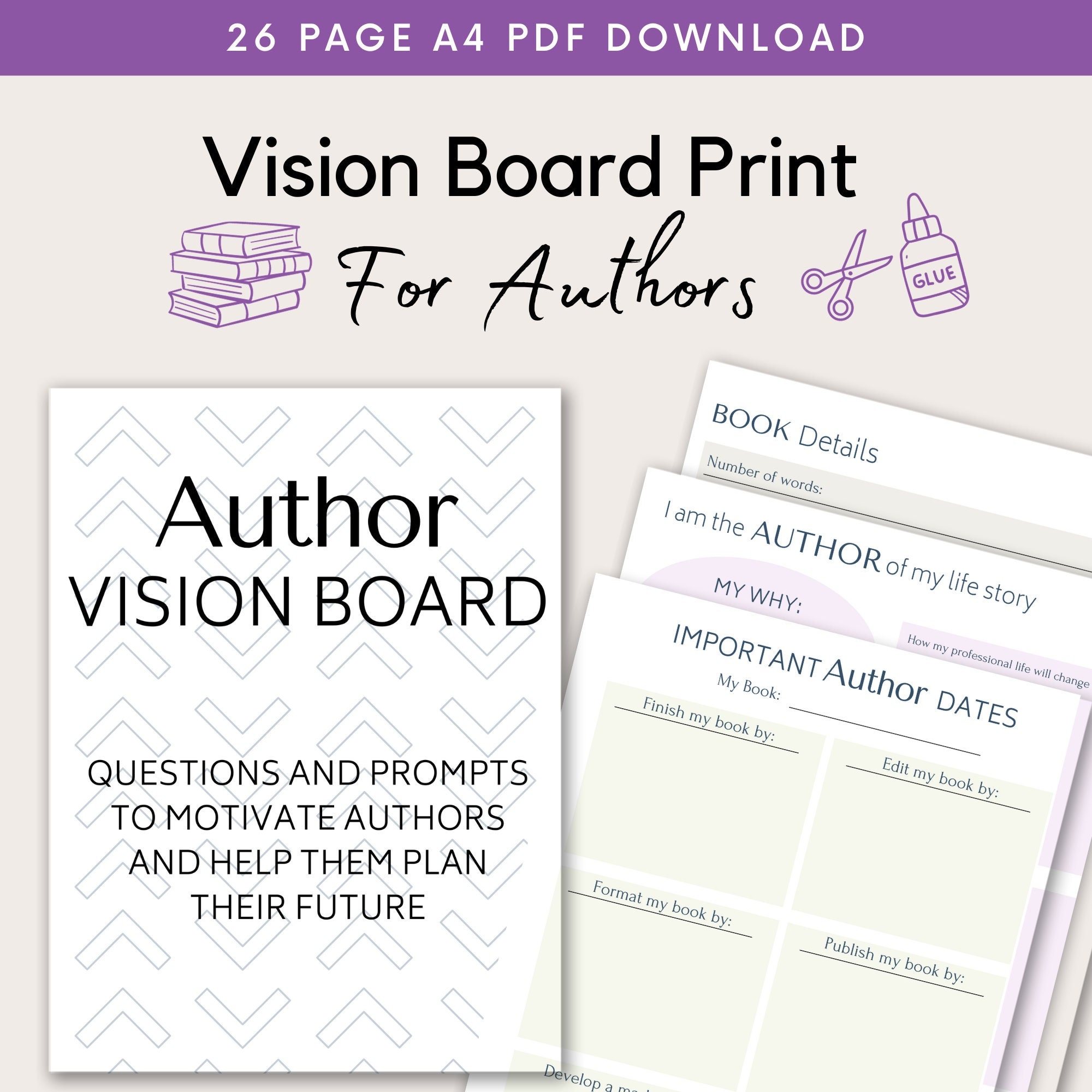 Printable Author Vision Board PDF Get Focused and Motivated to Write ...