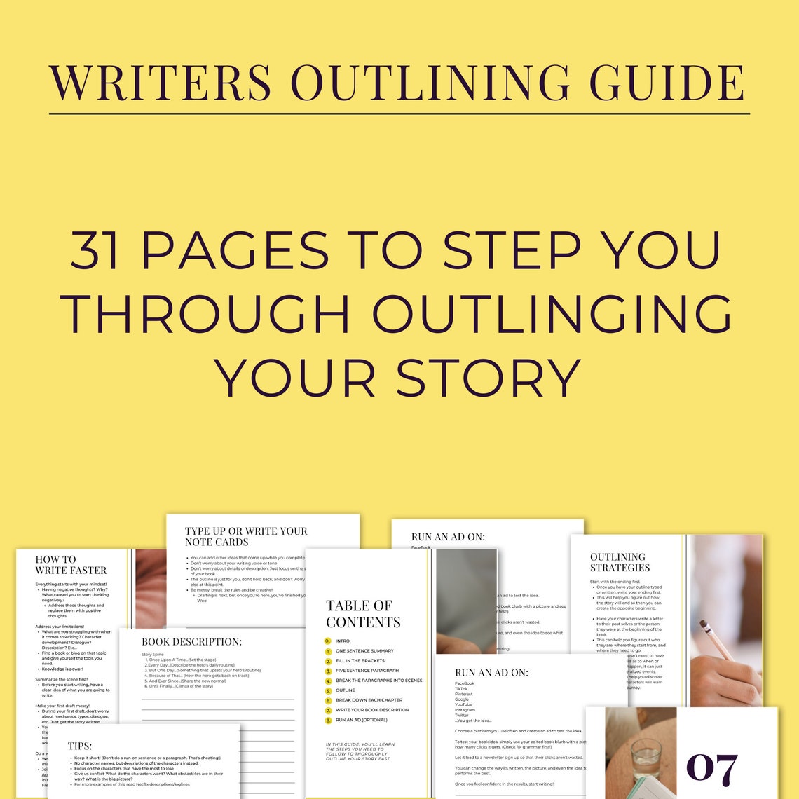 Outline Your Story Writing Organizer Book Writing Writer Planner Novel ...