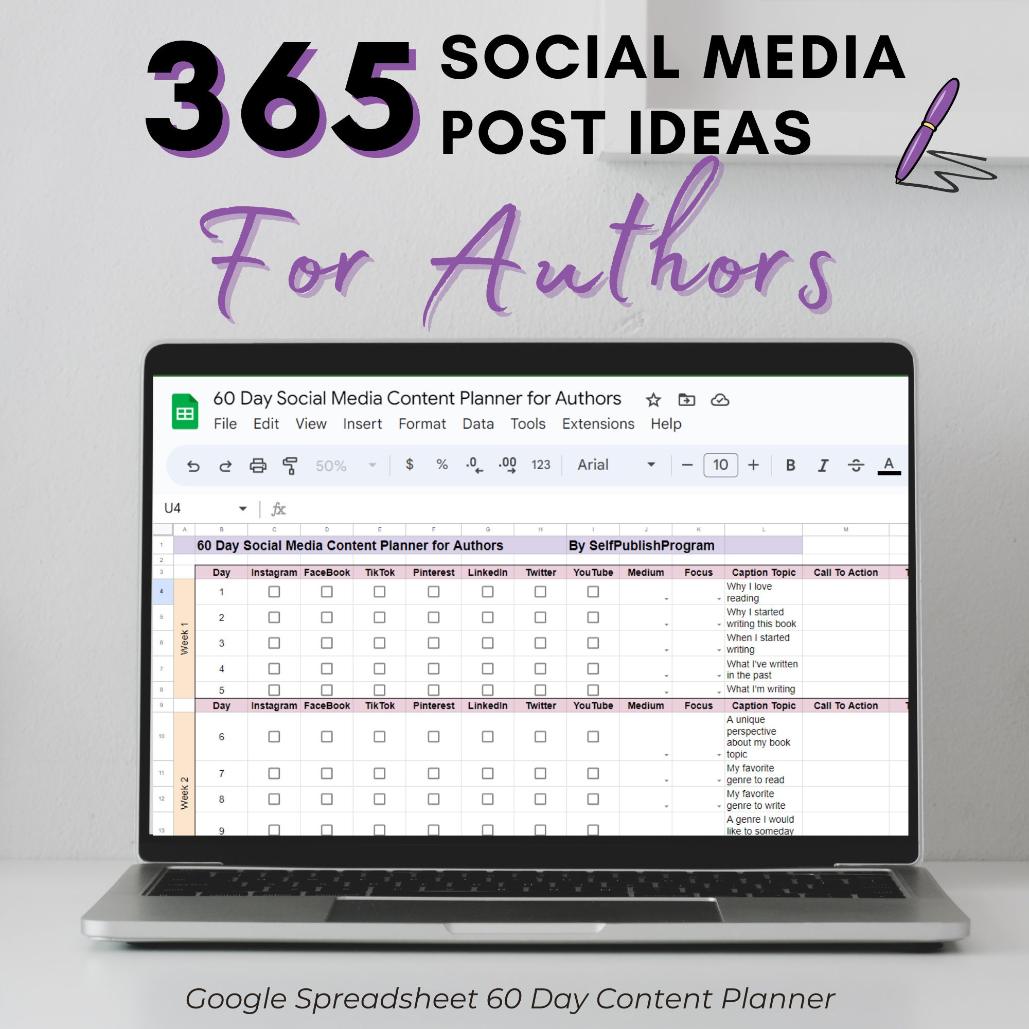 365 Social Media Post Ideas for Authors | Writers | 2023 | Content ...