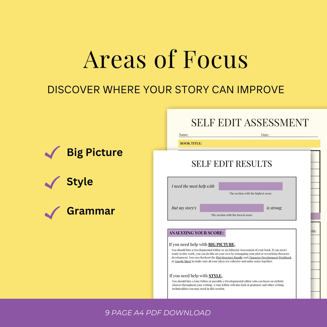 Edit Your Story | Self Edit Assessment Worksheet | Improve Your Story ...