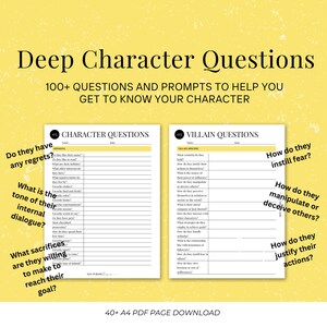 Character Development Workbook With 100 Prompts and Questions Character ...