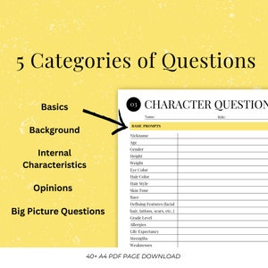 Character Development Workbook With 100 Prompts and Questions Character ...