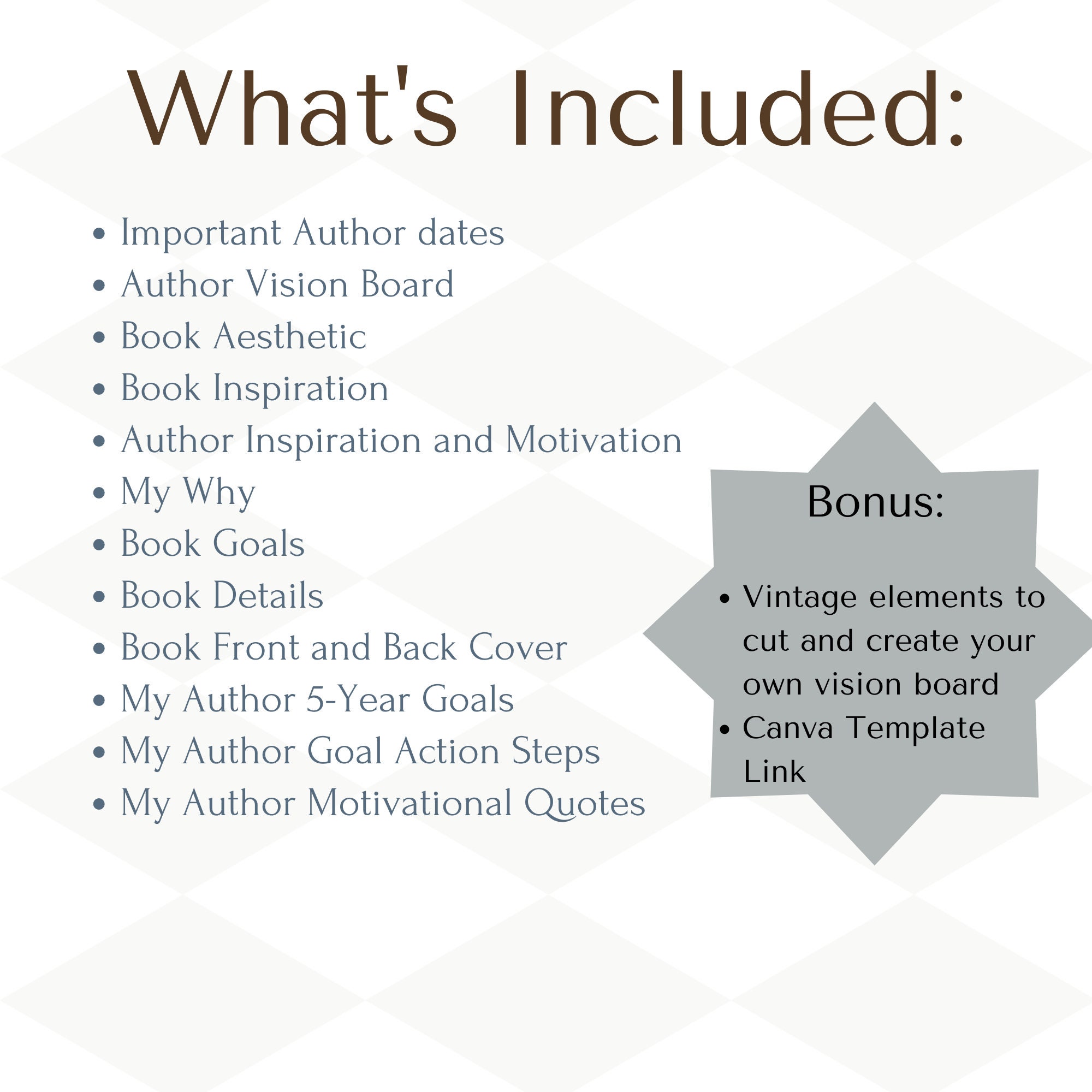 Printable Author Vision Board PDF Get Focused and Motivated to Write ...