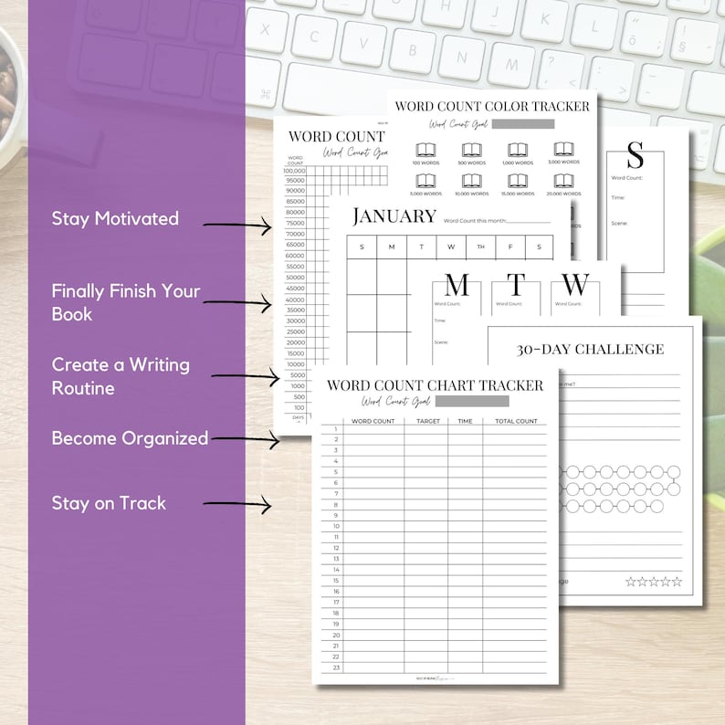 Daily, Monthly, Yearly Word Count Writing Tracker for Writers / Letter ...